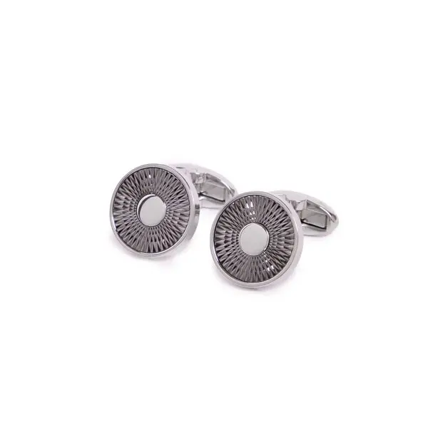 KENNETT WATCHES & ACCESSORIES Kennett Freddie Cufflinks – Silver Geometric Aviation-inspired Design - Black