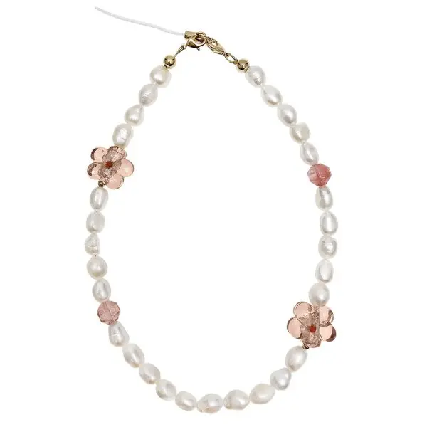 FARRA Freshwater Pearls With Flowers Lovely Phone Strap