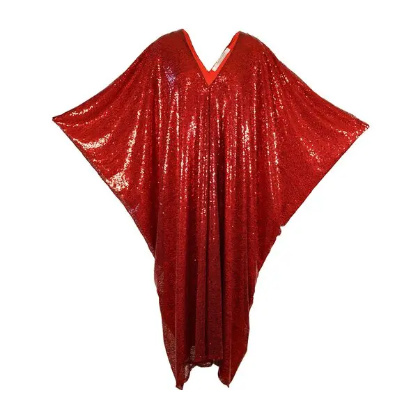 JENNAFER GRACE Ruby Sequin Caftan - Red