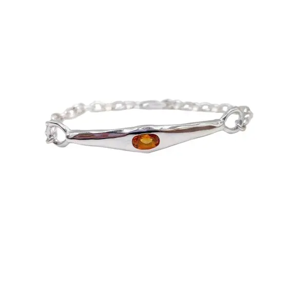 AMY DELSON JEWELRY Silver / Orange Blake Orange Citrine Sterling Silver Adjustable Bracelet - Silver/orange