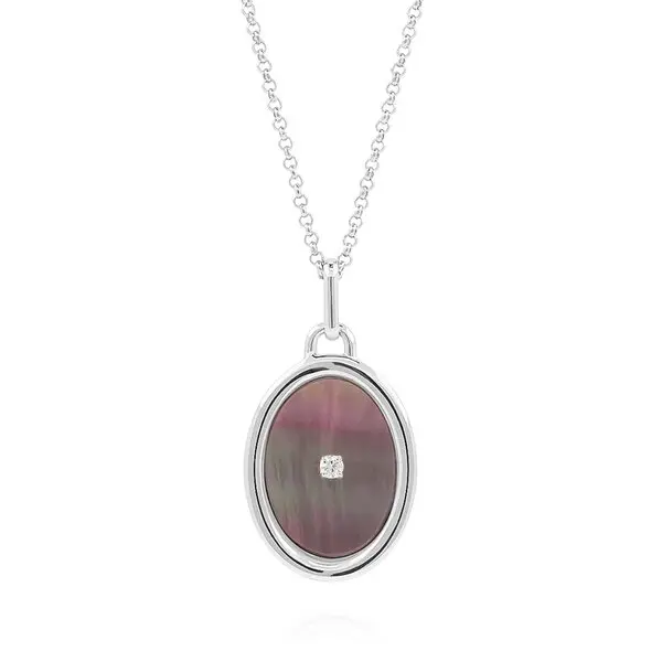 Côté Caché Mother Of Pearl Mirror Pendant Necklace - Silver