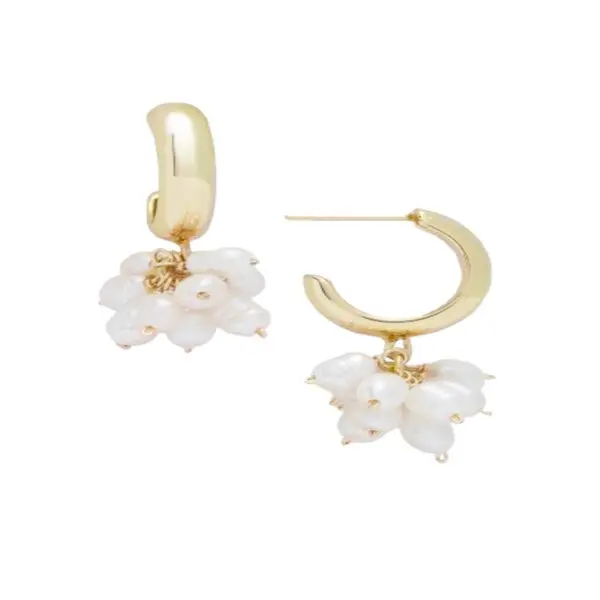 Saachi Pearl Cluster Hoop Earrings - Gold