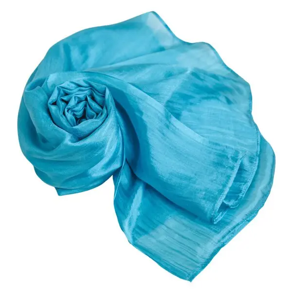 SILK AND BEARS Turquoise Mulberry Silk Scarf – Lightweight Handmade Shawl - Blue