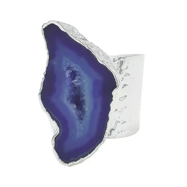 YAA YAA LONDON Blue / Silver Silver Ink Gemstone Mega Statet Ring - Blue/silver