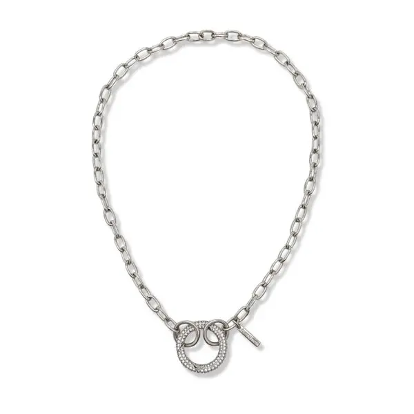 JAREDJAMIN Reaction Circular Pave Clasp Necklace - Silver