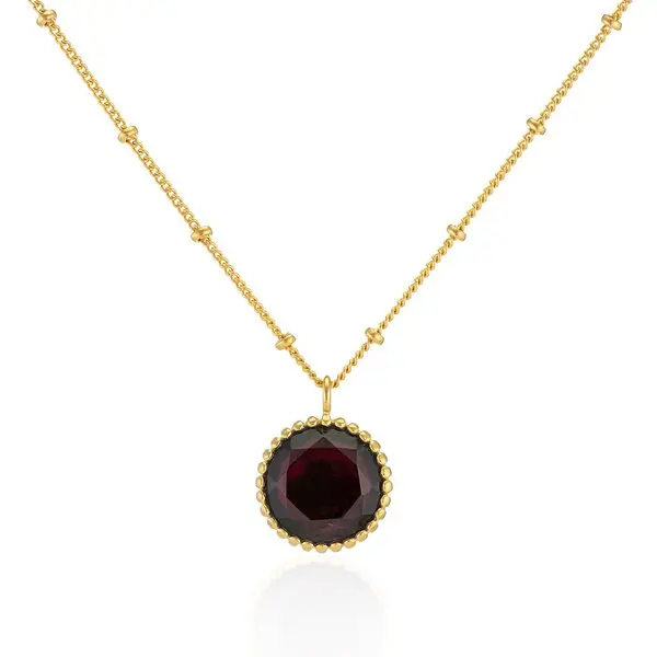 AUREE JEWELLERY Gold / Red Barcelona January Birthstone Necklace Garnet - Gold/red