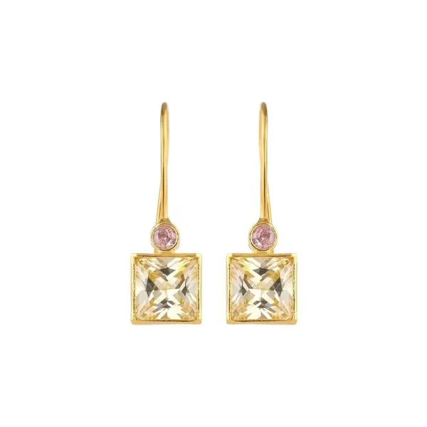 FIRERA ATELIER Pink / Yellow Pink & Yellow Zirkonium Charm Earring - Pink/yellow