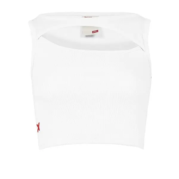 PCFG Neutrals / Free Heaven Rib Crop Tank Top Blanc De Blanc - White