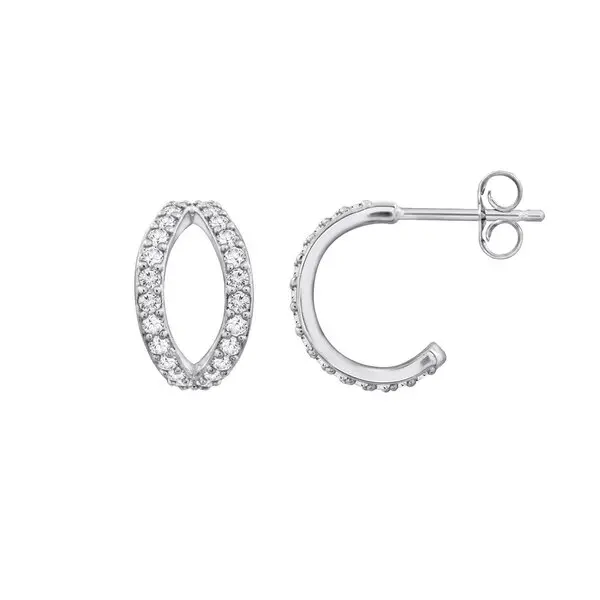 DIAMONBLISS Pave Duo Hoop Earrings - White
