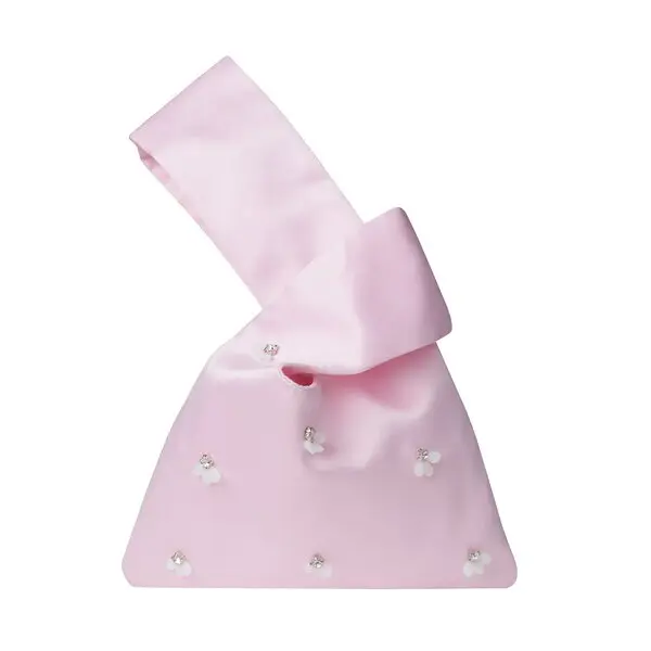 2KSTYLE Audrey Small Hand-embellished Satin Wristlet Pouch - Pink