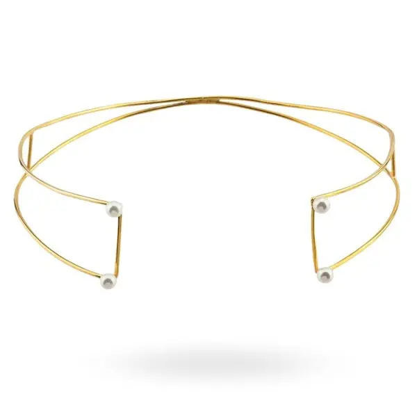LINYA JEWELLERY Bead Pearl Choker - Gold