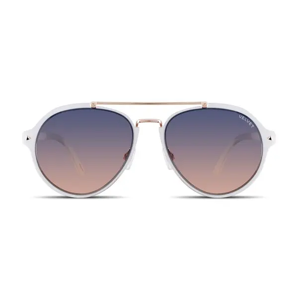VELVET EYEWEAR Aviator Sunglass Style Jesse - White