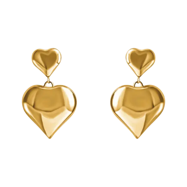 LAURA GRAY Double Puffed Heart Post Earrings