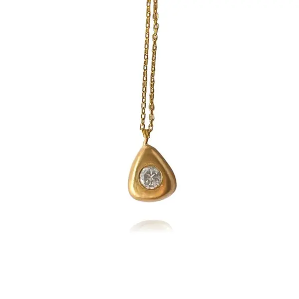 LINYA JEWELLERY Aura Minimal Stone Drop Necklace - Gold