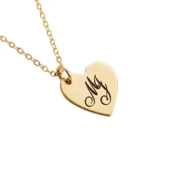 MELT'M JEWELRY Engraved Initial Heart Necklace In Filled - Gold