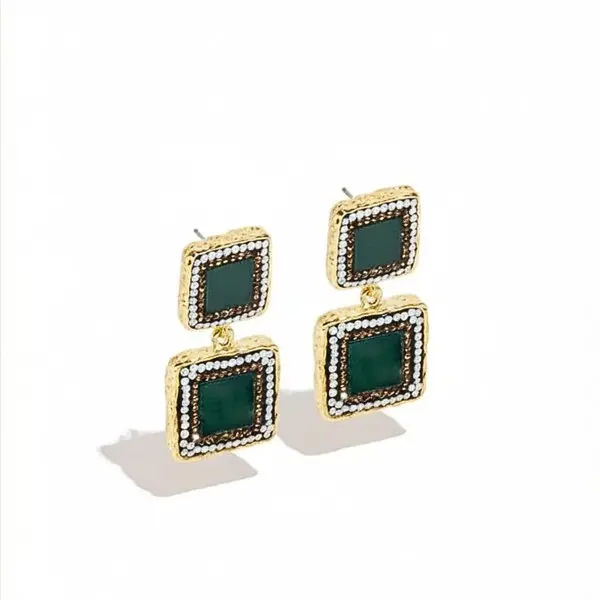 ORNARE THE LABEL Stella Earrings – Green Agate - Gold