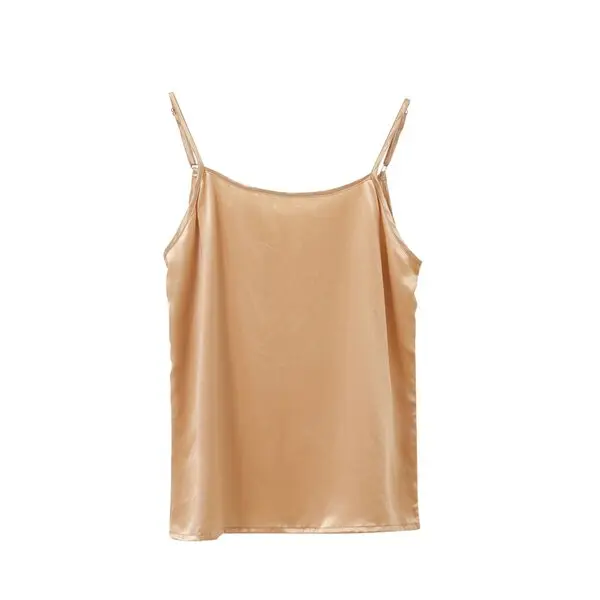 SOFT STROKES SILK Pure Mulberry Silk Camisole With Adjustable Straps Relaxed Fit Champagne - Brown