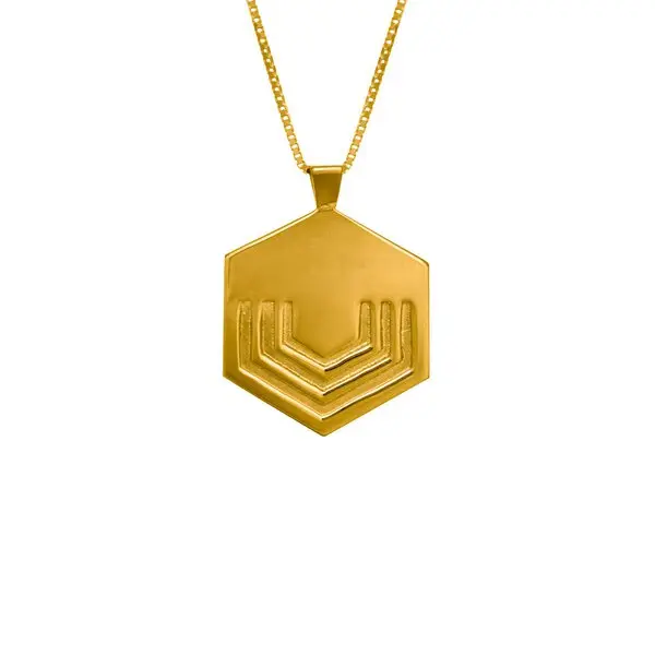 EDGE ONLY Hexagon Pendant 18ct Vermeil - Gold