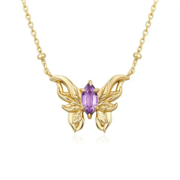 AZURA JEWELRY NEW YORK Sylphae Fairie Amethyst Necklace Yellow Vermeil - Gold