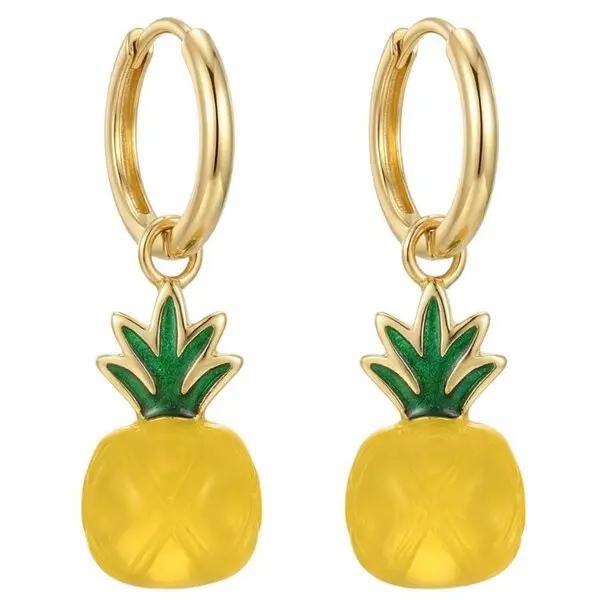 SEREE Harvest Jade Stone Charm Earrings In Pineapple - Yellow
