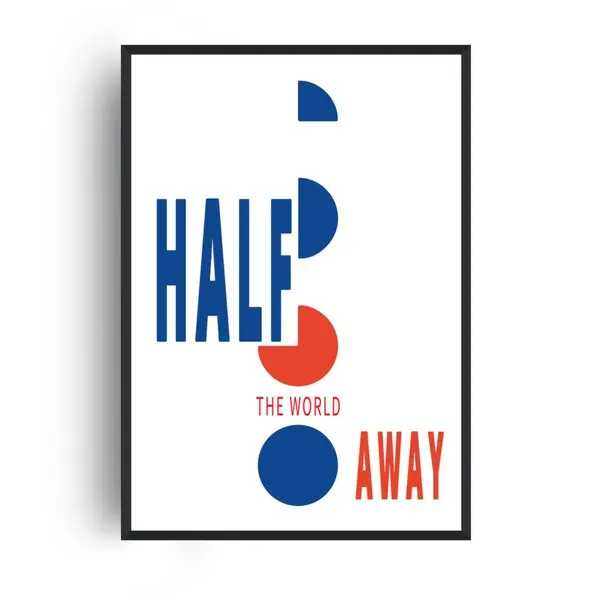 FANCLUB Blue / Red Half The World Away Retro Music Oasis Giclée Art Print A2 - Blue/red