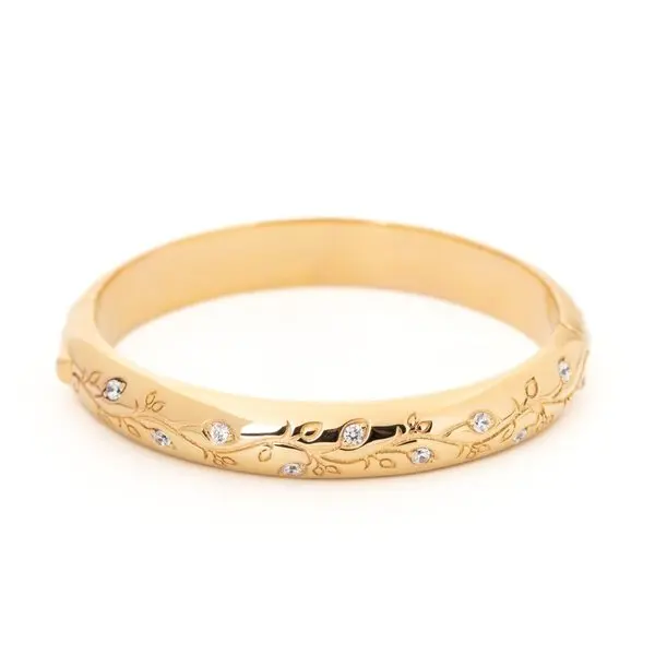 BELINDA JEWELZ Vivian Floral Gemstone Chunky Bangle - Gold