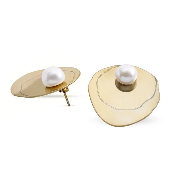 SILVER MOON Pearl Sterling Silver Earrings – Dawn - Gold