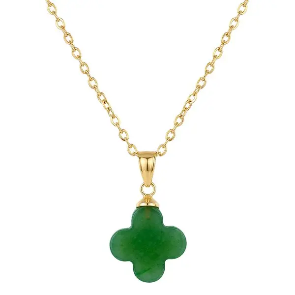 SEREE Clover Jade Pendant Necklace - Green