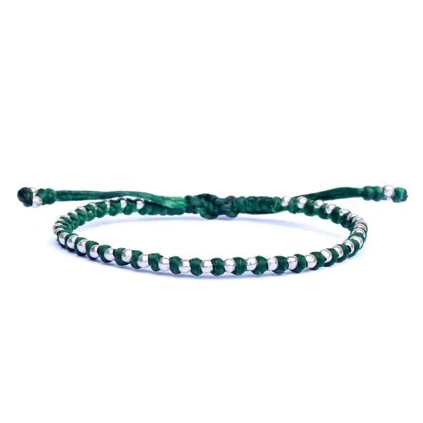 HARBOUR UK Spitalfields Silver Rope Bracelet - Green