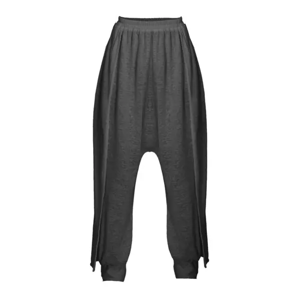 ZHENABIA Grey / Black Suhan Harem Pants Charcoal Boho Salvar Pants - Grey/black