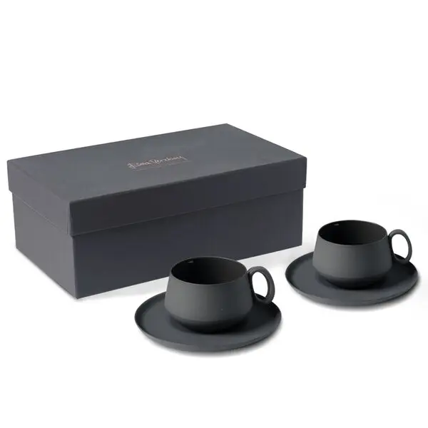 Esma Dereboy Tube Tea Cup Wıth Saucer Set Of Two - Black