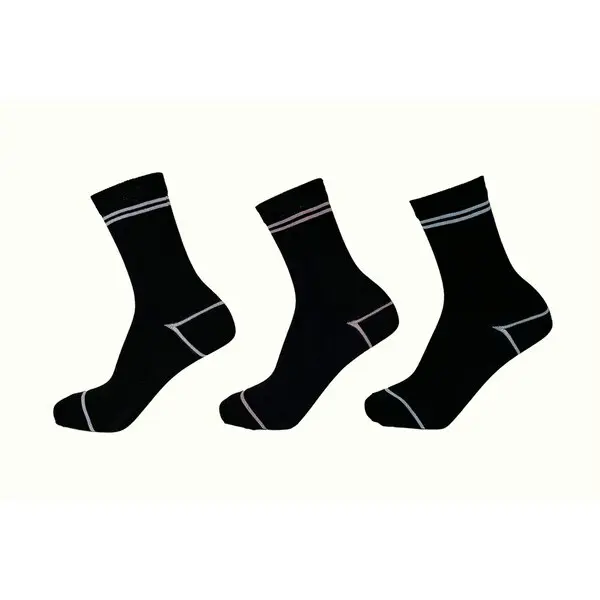 GREENTREAT Ladies Ankle Socks, Contrast Lines - Black