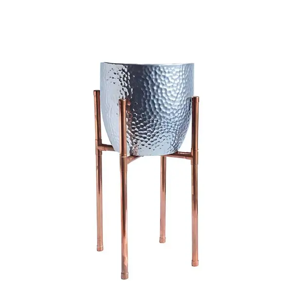 ANATOLIACRAFT Neutrals Copper Plant Pot Stand Indoor Outdoor Holder - Brown