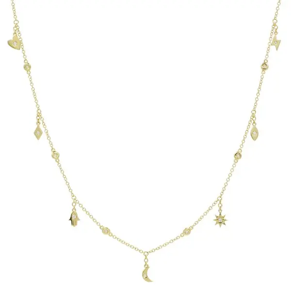 KAMARIA Diamond Charm Choker Necklace - Gold