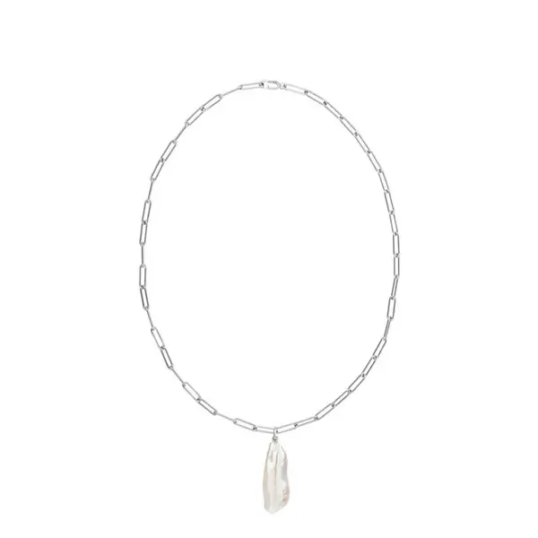 ORA PEARLS Silver / White Aetia Long Baroque Pearl Necklace Silver - Silver/white