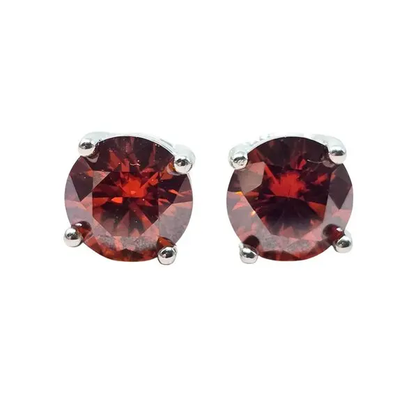 HARFI Red / Silver Garnet Moissanite Crystal Sterling Silver Earrings - Red/silver
