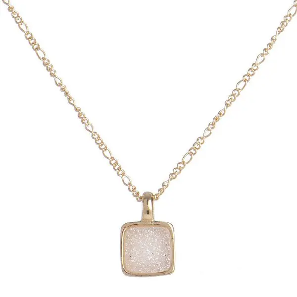 MARCIA MORAN Boxie Square Druzy Necklace - Gold