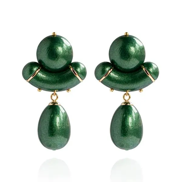 SAULE LABEL Aria Earrings In Temple Jade - Green