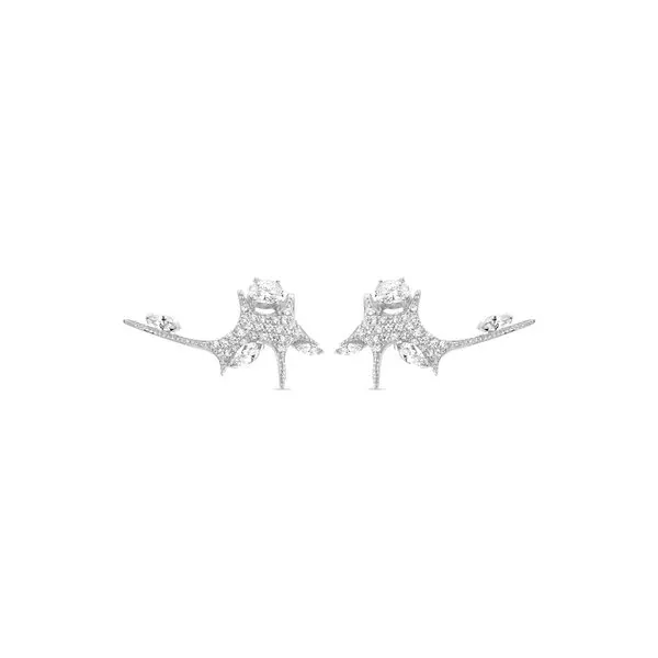 SALLY SKOUFIS White / Silver Natural Ear Climber With Made Cz Diamond Stimulant In Sterling Silver - White/silver