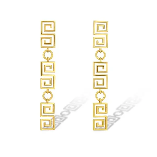 JEWELBIRD Greek Key Earrings - Gold