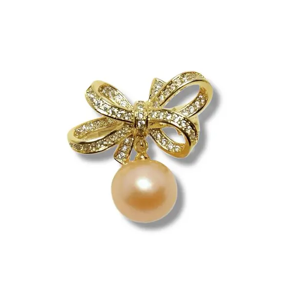 NINEMOO Belle Bow Pearl Brooch - Gold