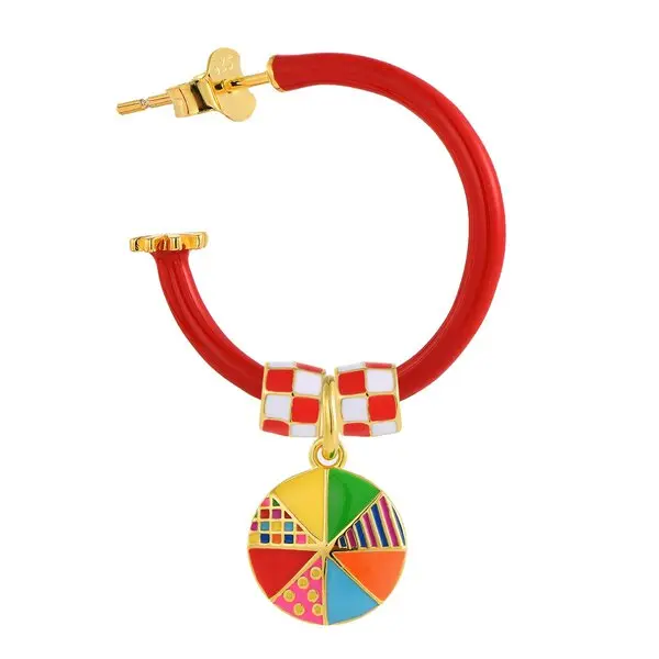 PINNOLE Gold Take A Chance On Myself Earring Mix Single - Red