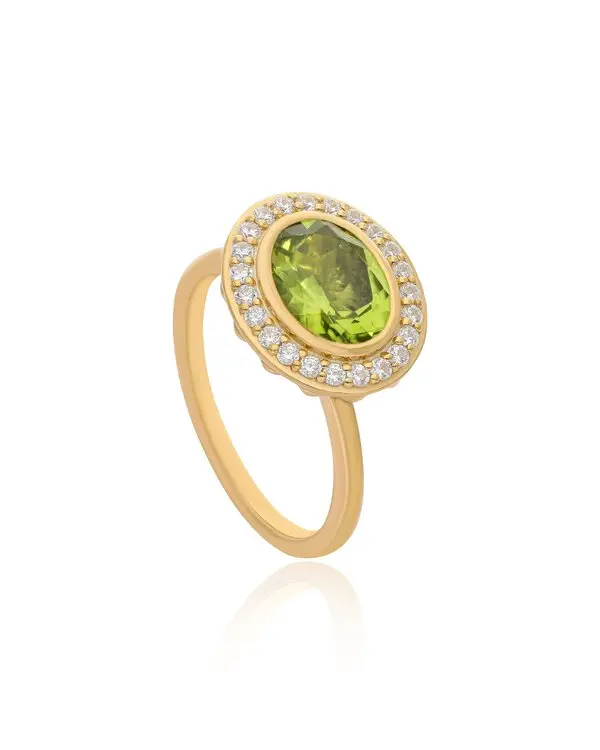 THE JEWELZ Green / Silver Peridot Gemstone Dayglow Ring - Green/silver