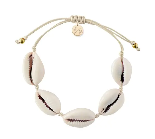 ADRIANA PAPPAS DESIGNS Natural Shell Adjustable Bracelet On Colored Cord Ivory - White