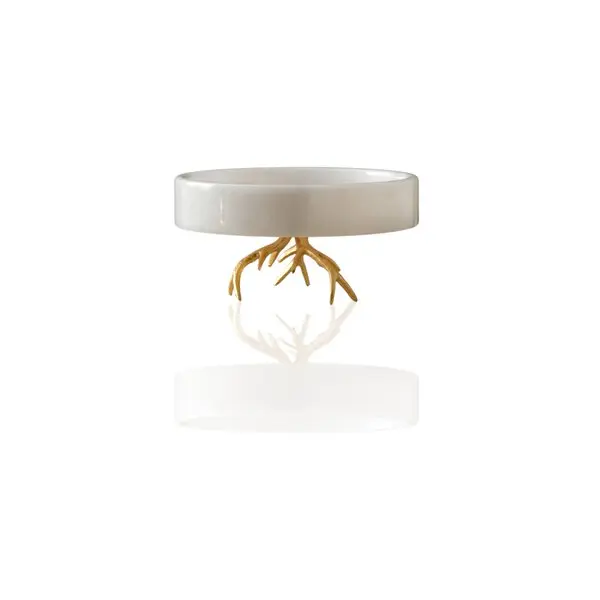 MARLETH Gold / White White Marble Cake Stand With Gold Antler Base - Gold/white
