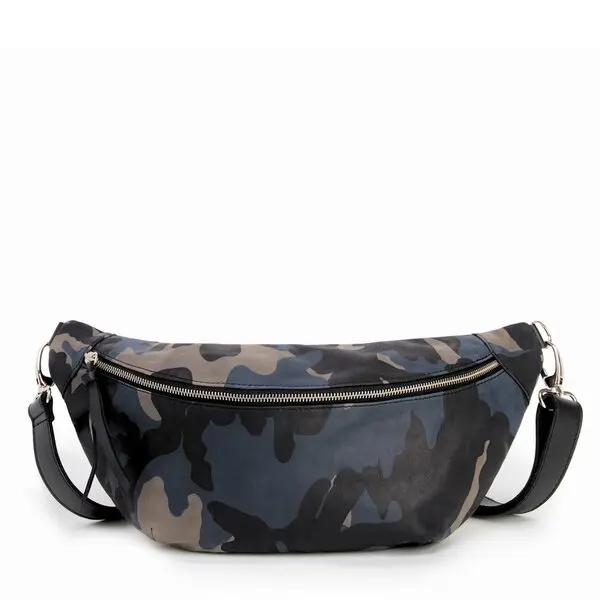 JUAN-JO Sling Leather Bag Camouflage Large Waist Bag - Black