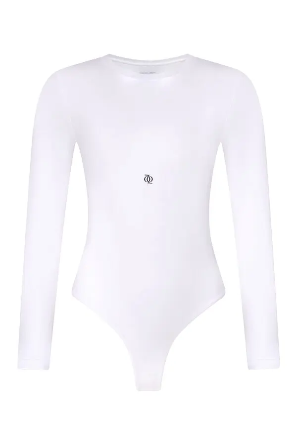GOD SAVE QUEENS Second Skin Long Sleeve Crew-neck Bodysuit - White