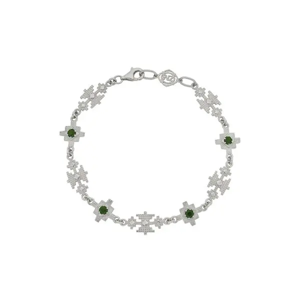 ZOË & MORGAN Silver / Green Ayllu Bracelet Silver Chrome Diopside - Silver/green