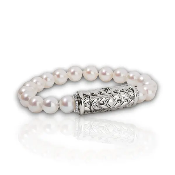 DANEILA LÉON Sterling Freshwater Pearls & Natural Diamonds Strand Bracelet - Silver
