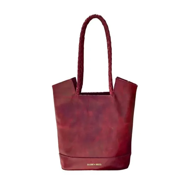 LAUREN REED CO The Car Leather Tote Bag Merlot - Red